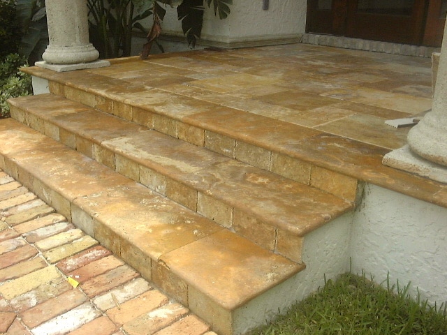 Travertine Natural Stone Vain linear pattern, fleuri random, cross cut.